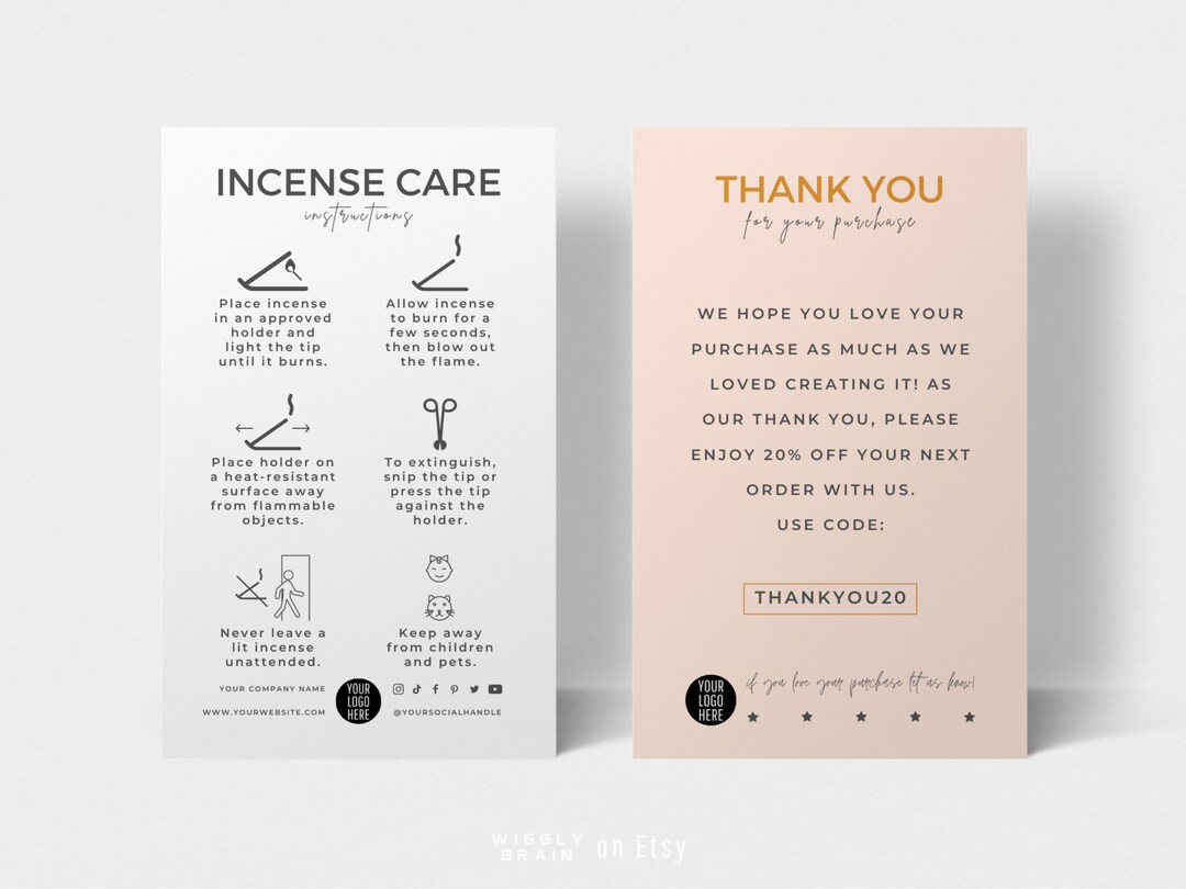 Incense Care Card Template, Aromatherapy Scented Stick User Guide ...