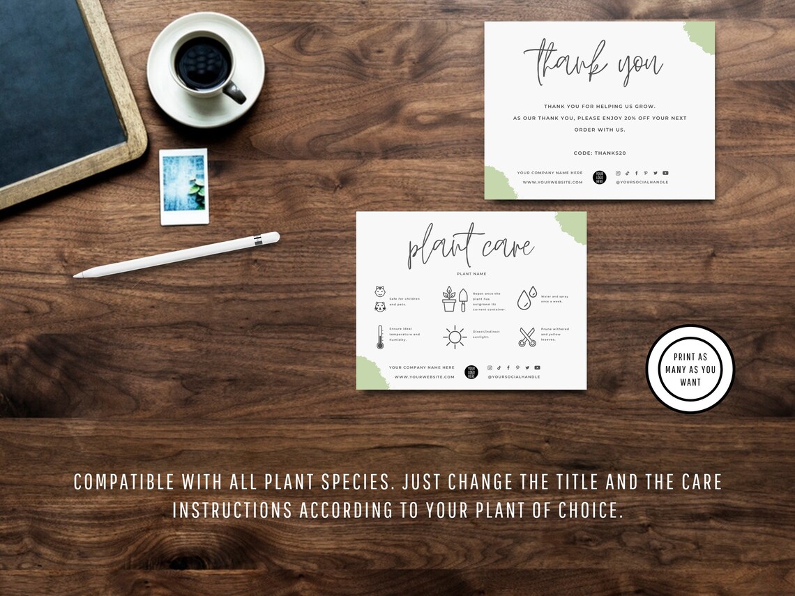 Editable Plant Care Card Template Printable Plant Care | Etsy