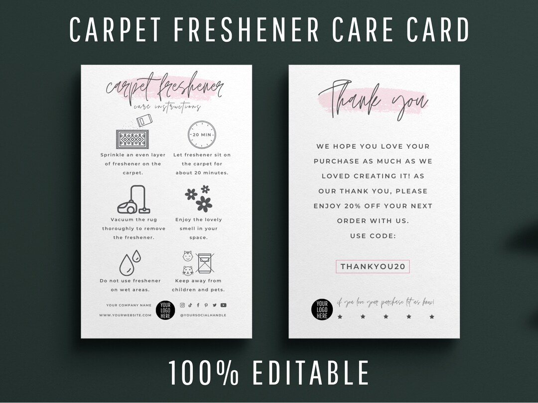 Editable Carpet Freshener Instructions Template Rug Scented - Etsy