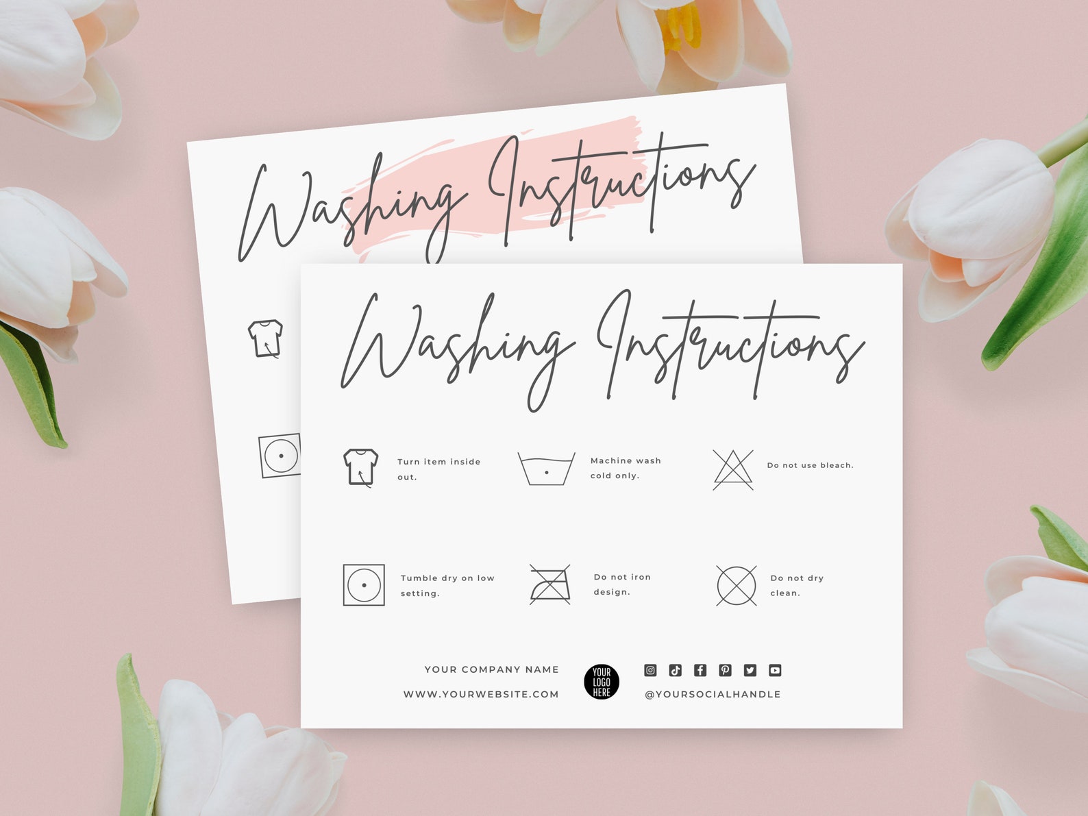 Editable Washing Instructions Clothing Care Cards Printable - Etsy