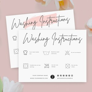 Editable Washing Instructions, Clothing Care Cards Printable Templates ...