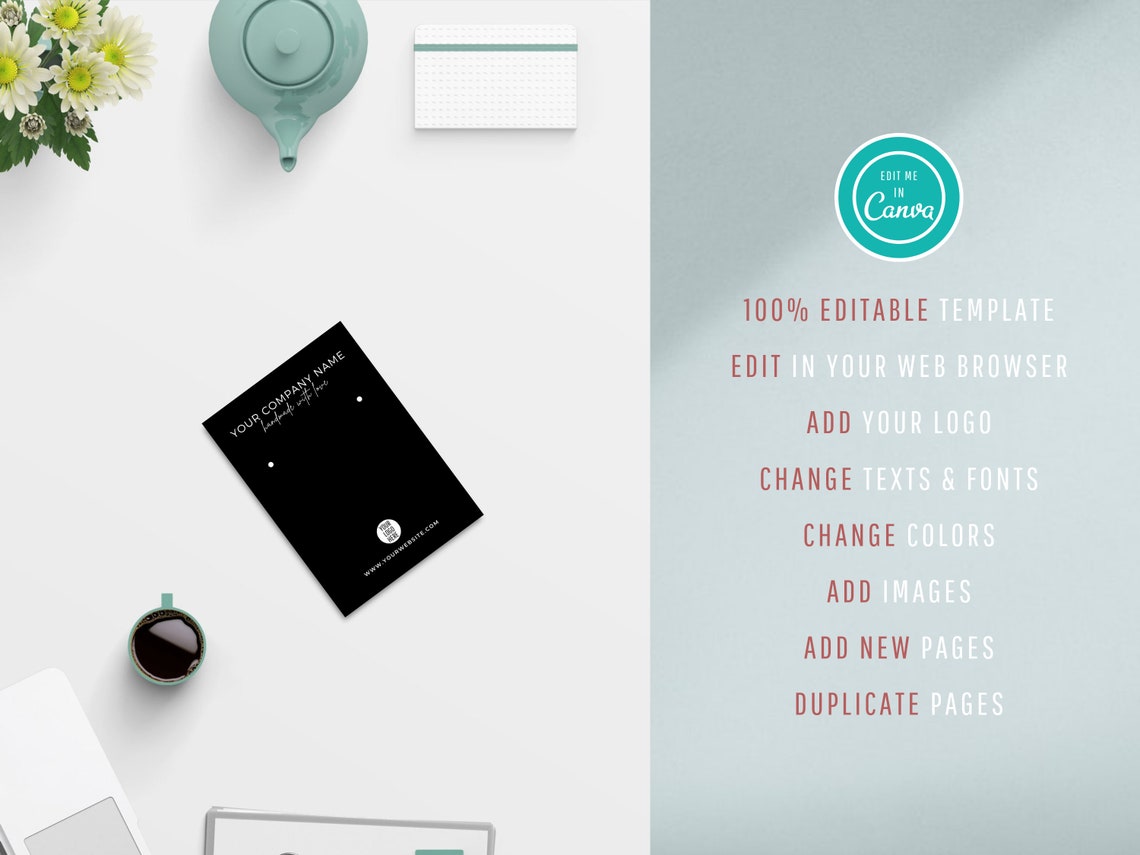 Editable Jewelry Display Card Templates Printable Earring | Etsy