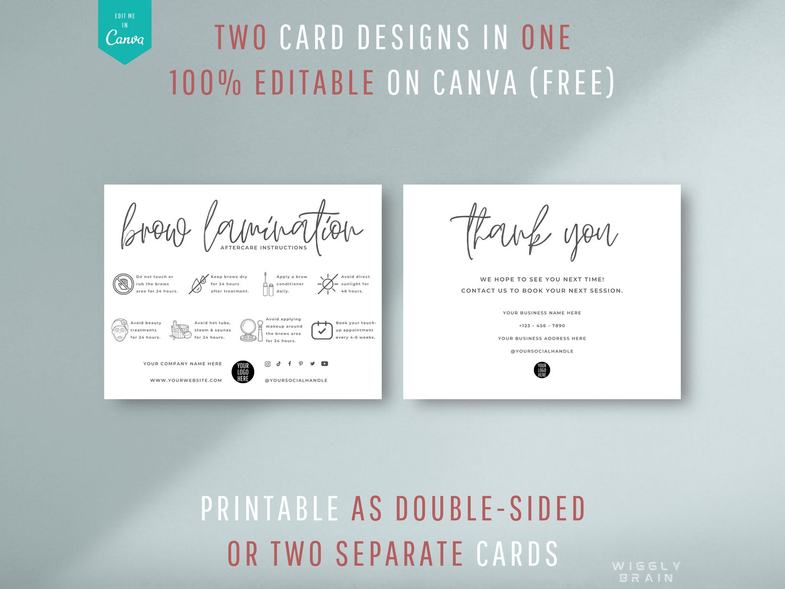 Brow Lamination Aftercare Card Template, Editable Brows Lami Post Care ...