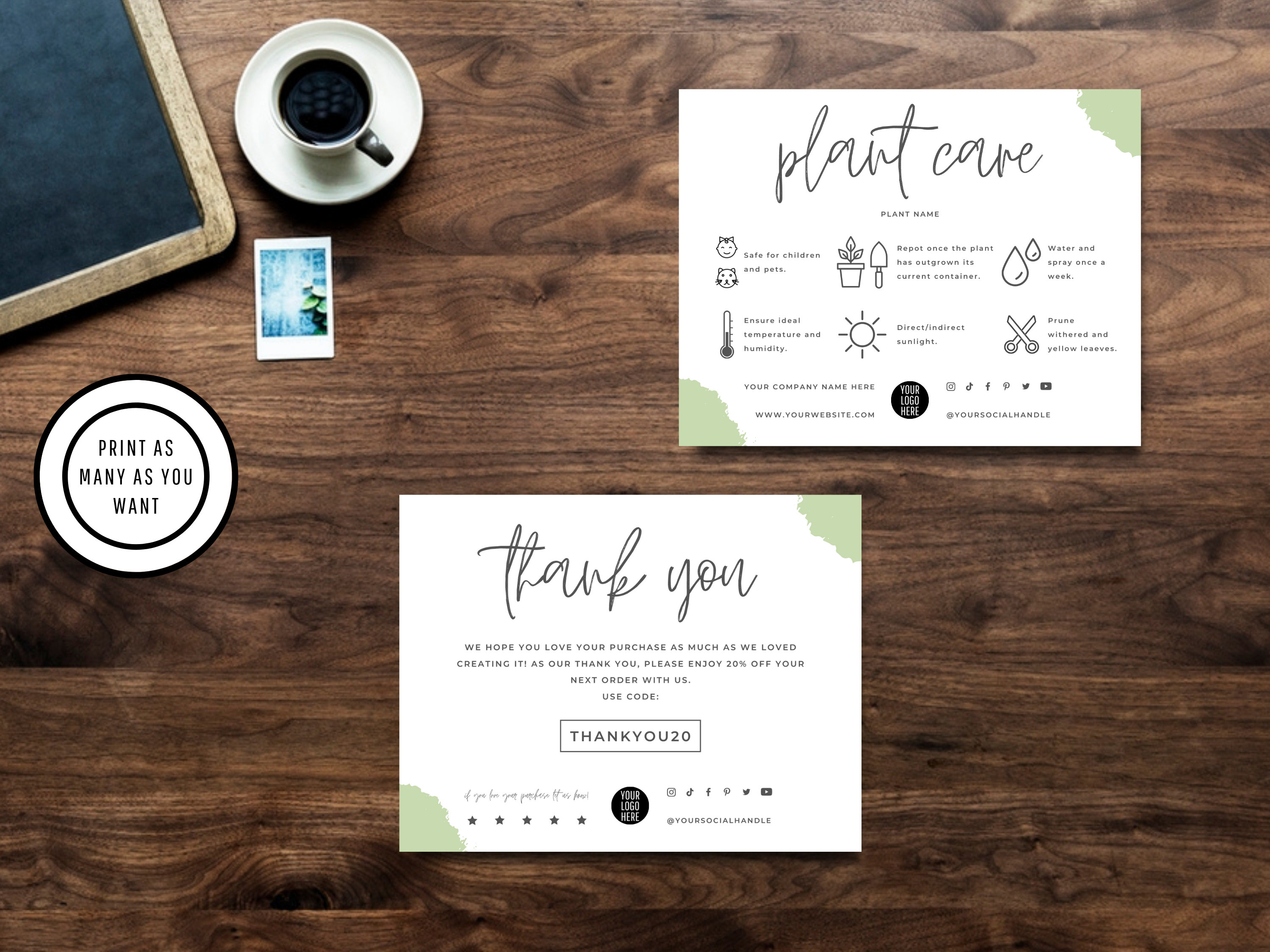 Editable Plant Care Card Template, Succulent Care Cards, Plant Care ...
