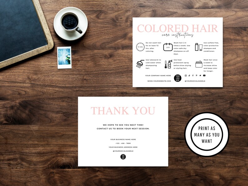 Editable Dyed Hair Care Card Template Colored Hair Aftercare - Etsy