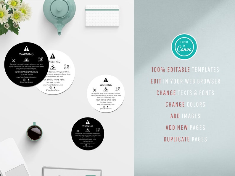 Room Spray Warning Label Templates, Printable Room Mist Safety Sticker ...
