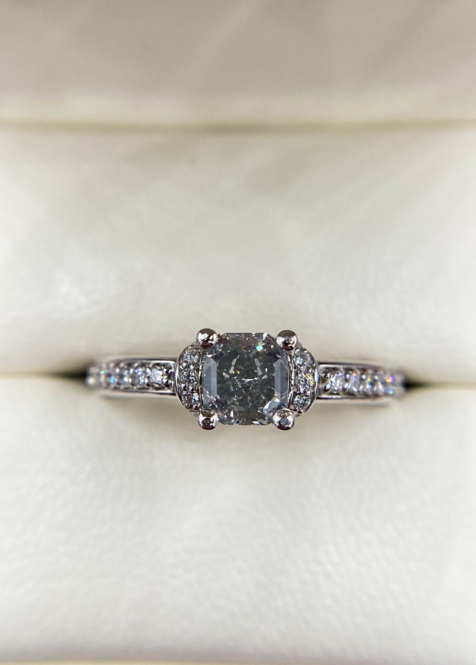 Fancy Gray Radiant Diamond Engagement Ring - 14k White Gold - Etsy