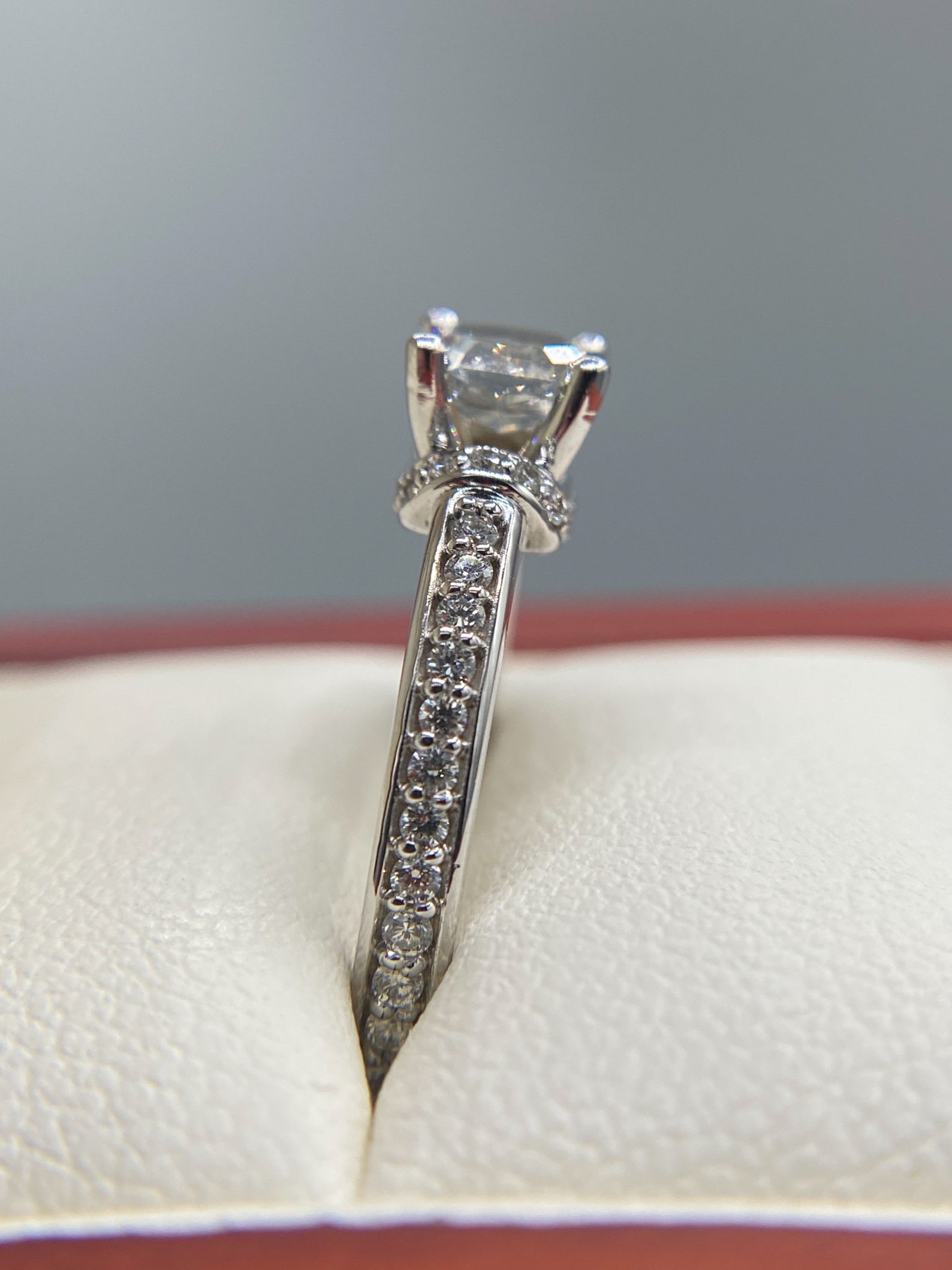 Fancy Gray Radiant Diamond Engagement Ring - 14k White Gold - Etsy