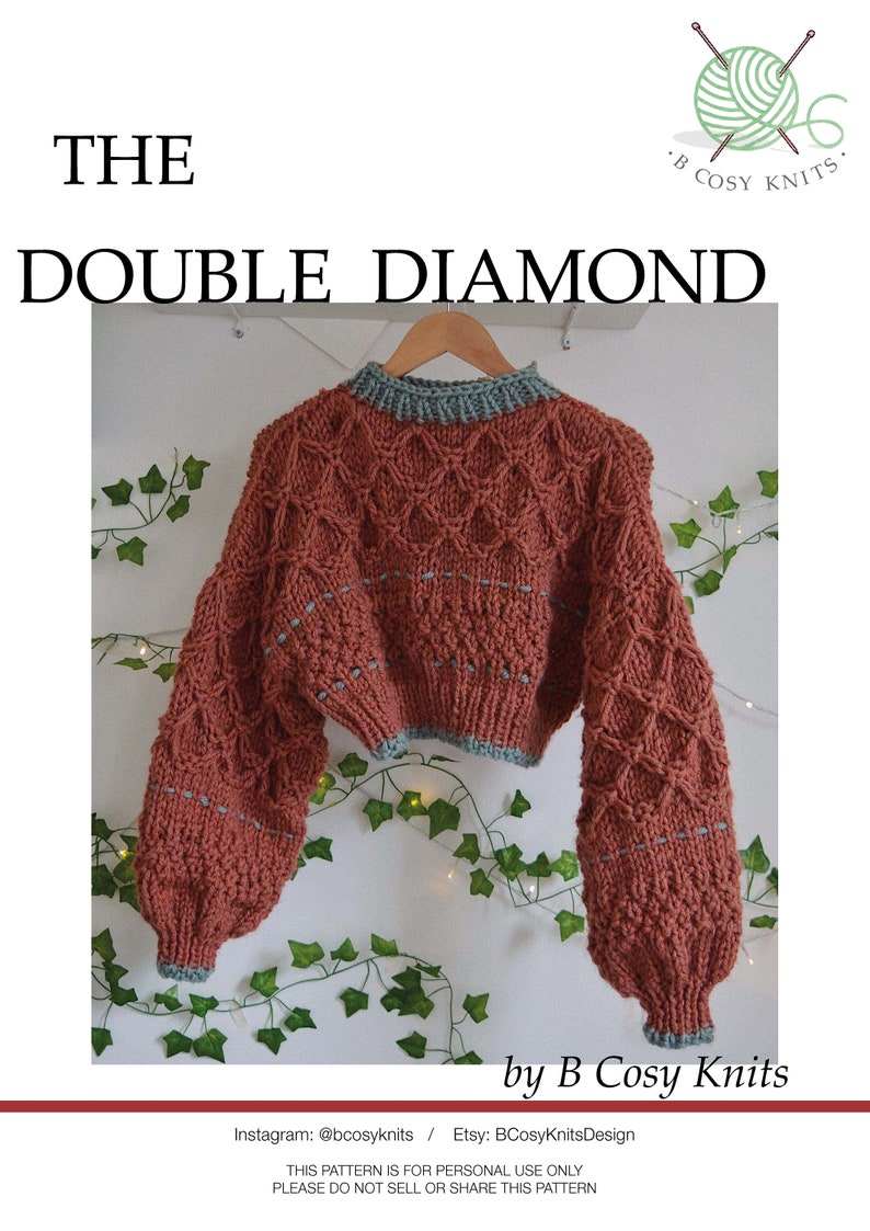 KNITTING PATTERN *the Double Diamond* Jumper Pattern, Knitted Jumper ...