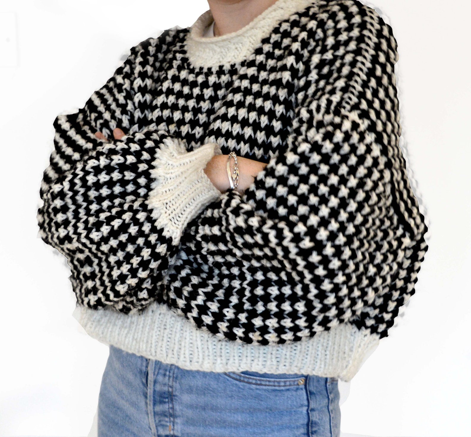 KNITTING PATTERN *the Two Tone* Jumper Pattern, Knitted Jumper, Double ...