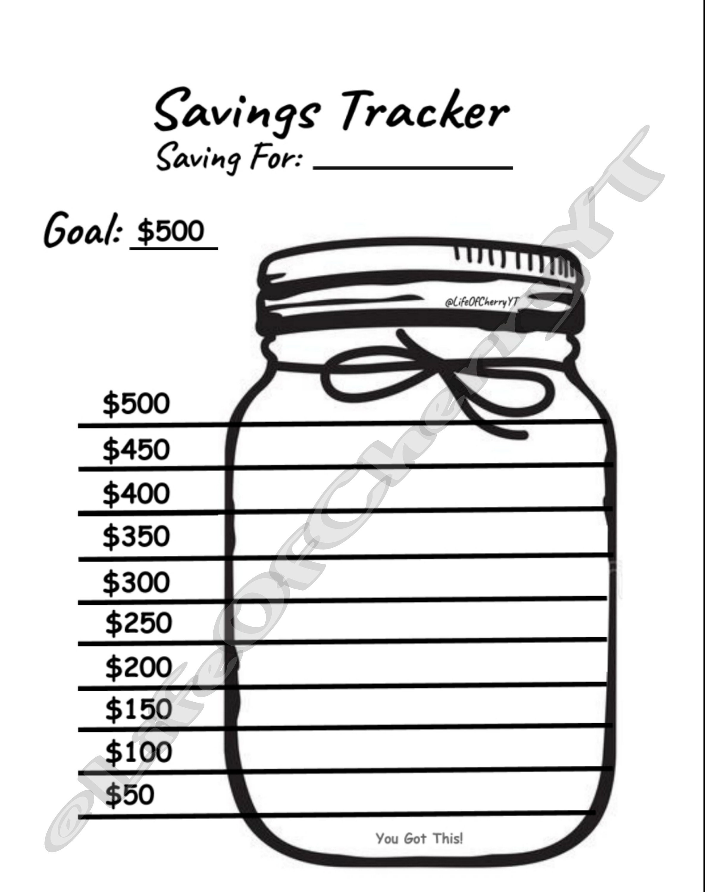 Money Jar Challenge Sheet