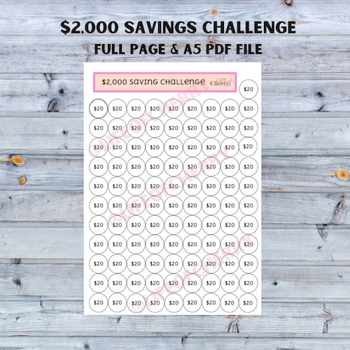 1 Dollar Savings Challenge Tracker Pdf Download - Etsy