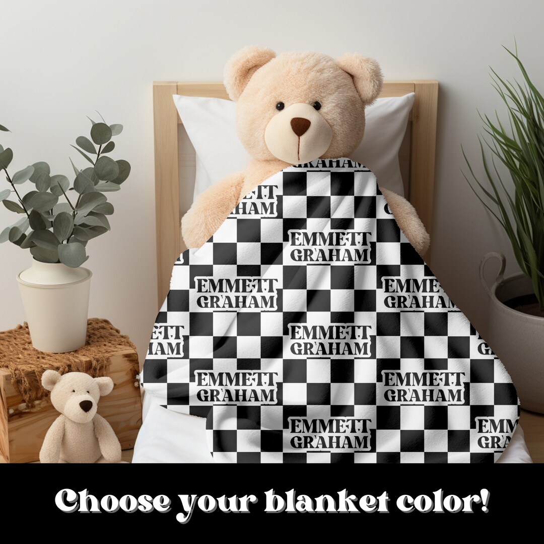 Customizable Checker Pattern Baby Blanket for Boys and Girls ...