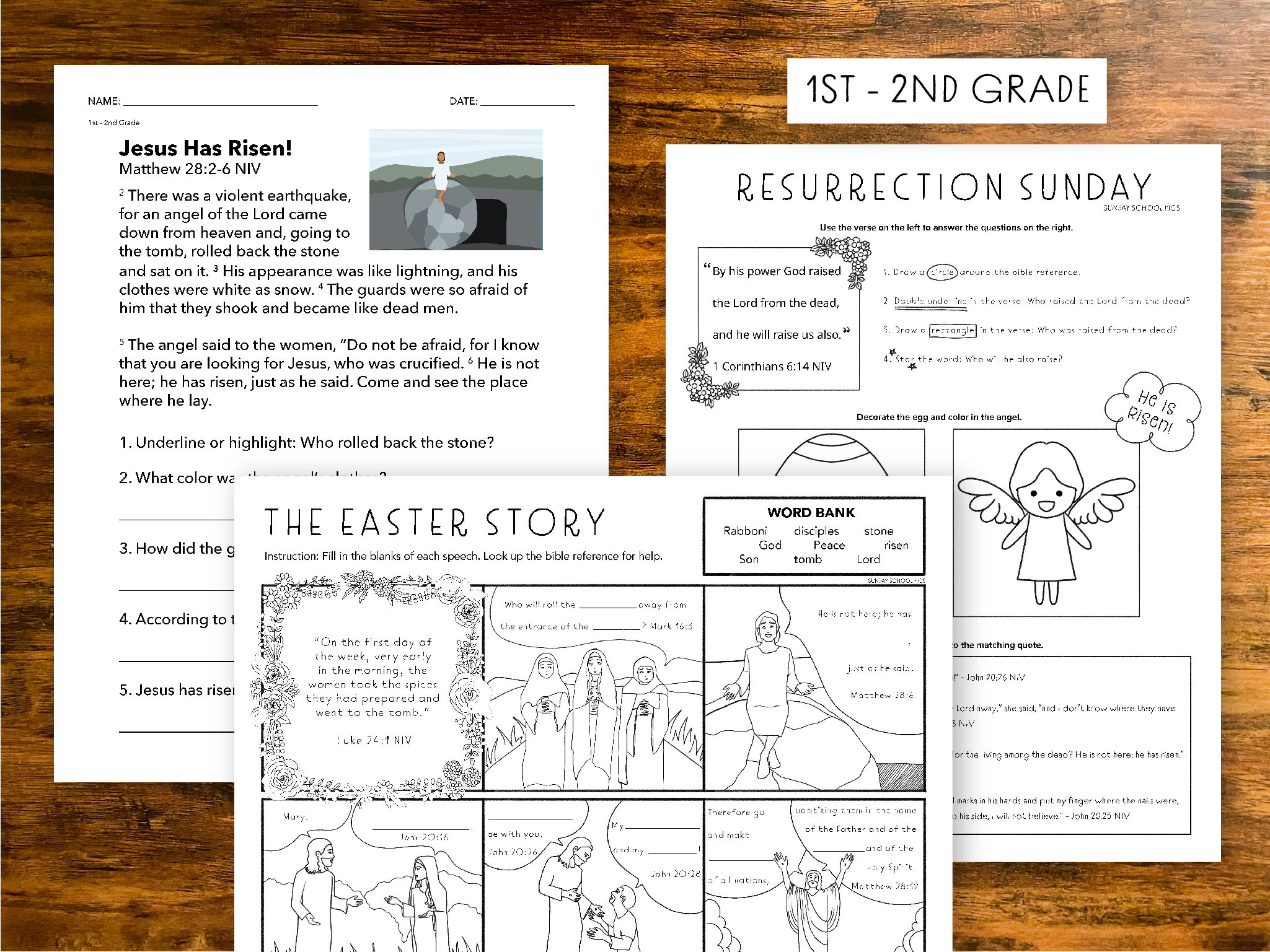 Easter Sunday School Printable Activity Sheets for Prek to 5th Grade - Etsy