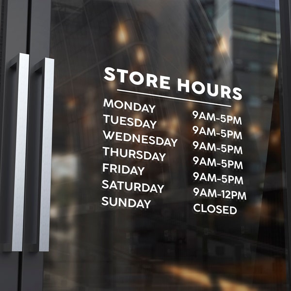 Store Hours Decal - Etsy