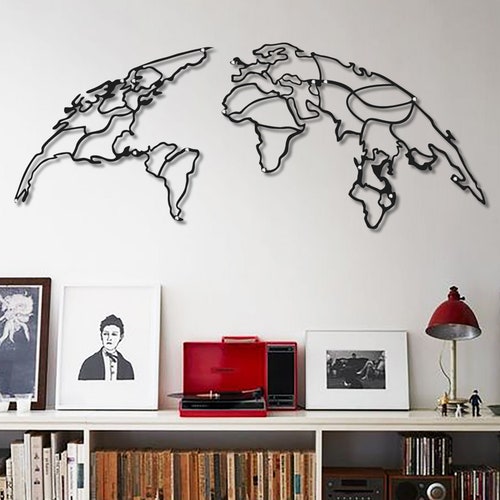 Metal World Map Wall Art Globe Metal World Map World Map | Etsy