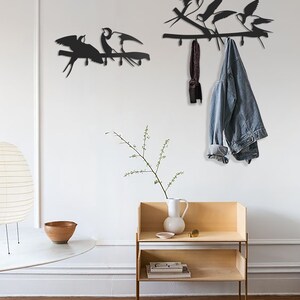 Modern Coat Rack Birds - Coat Rack Wall Mouınted Birds, Metal Wall Art ...
