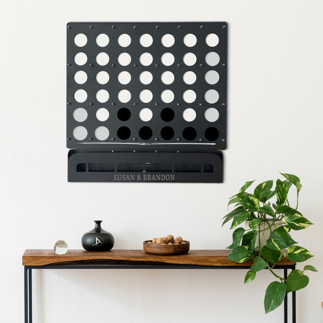Custom Four in a Row Board, Connect Discs Metal Wall Art: Personalized ...