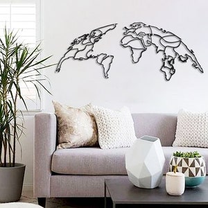 Metal World Map Wall Art - Globe Metal World Map, World Map Sign, Carte ...
