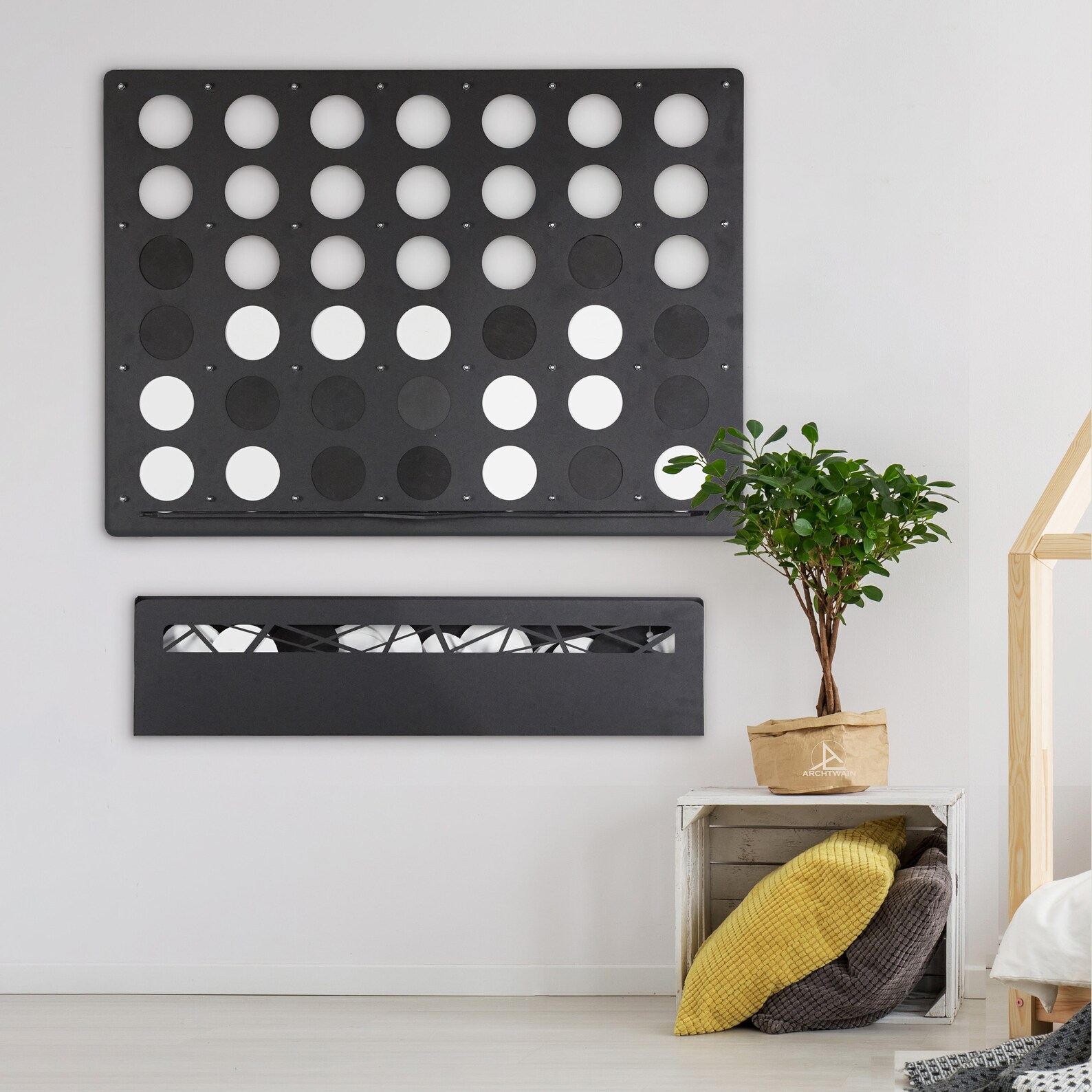 XXL Metal Connect Discs Board, Four in a Row Wall Art: Modern Office ...