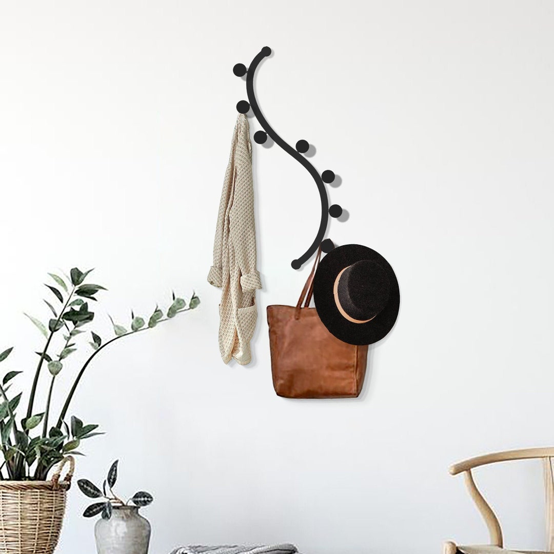 Modern Black Metal Coat Rack: Minimalist Wall Decor (9" X 28") - Etsy