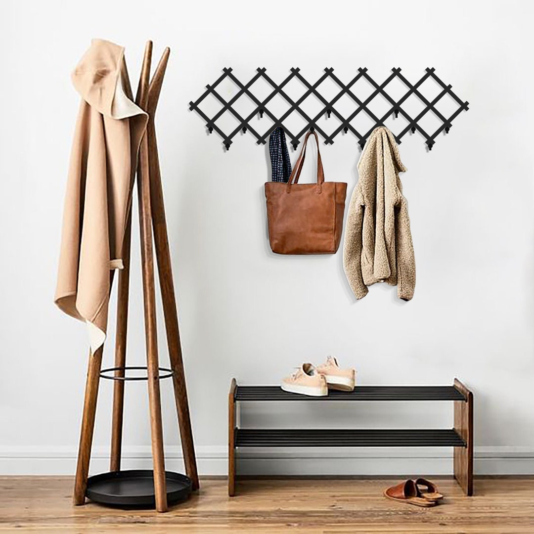 Large Modern Metal Coat Rack Wall Mount - Black Matte Finish - Etsy