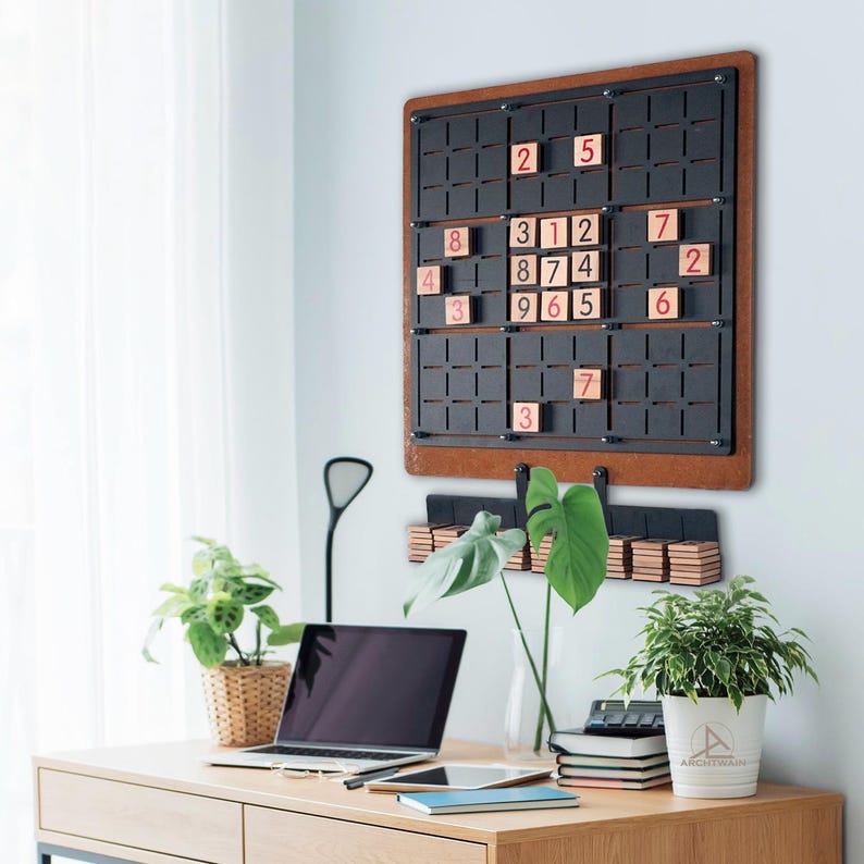 Metal & Wood Sudoku Wall Game: Modern Gameroom Decor - Etsy