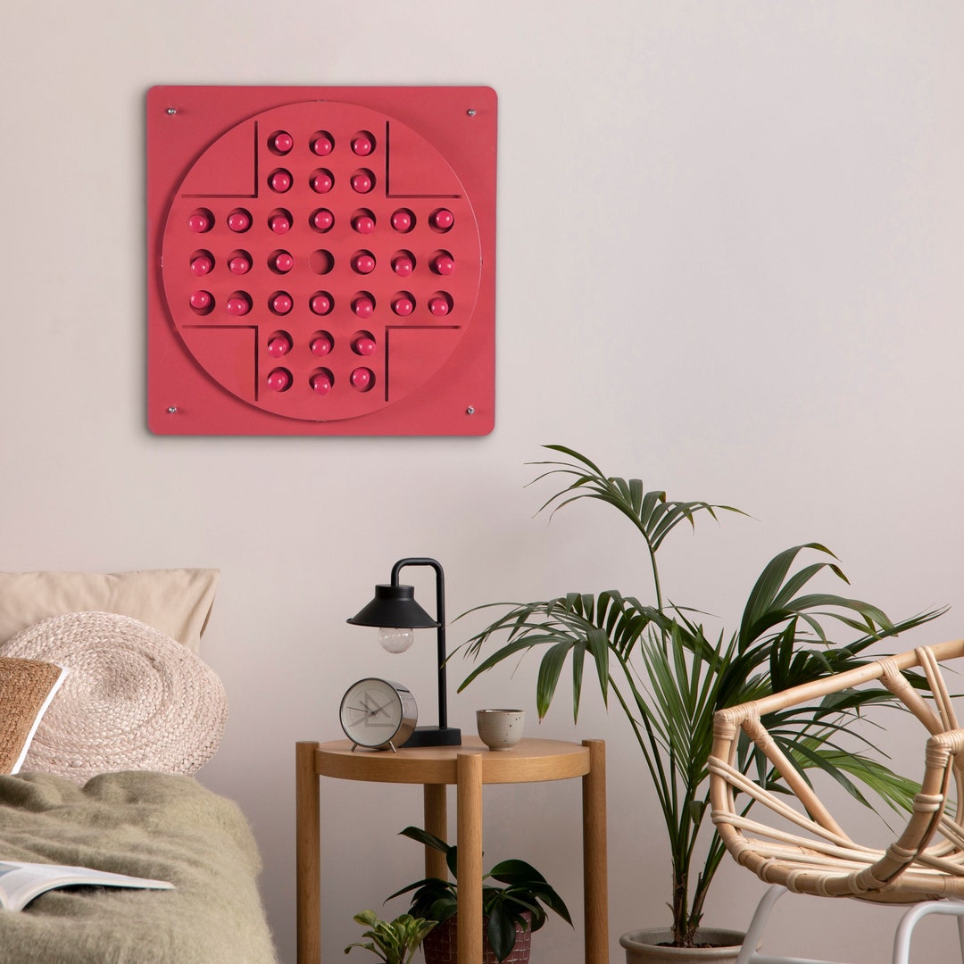 Metal Pink Wall Peg Solitaire Board Game - Housewarming Gift, Modern ...