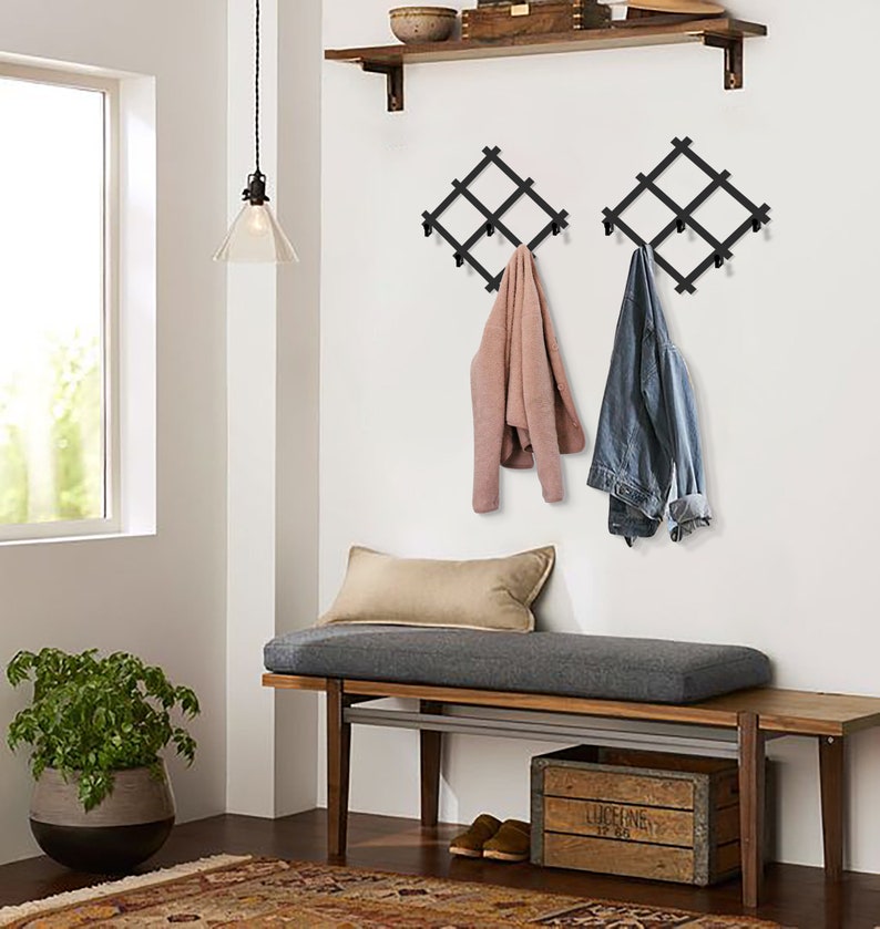 Modern Coat Rack Set Metal Wall Decor Bedroom Wall Art - Etsy