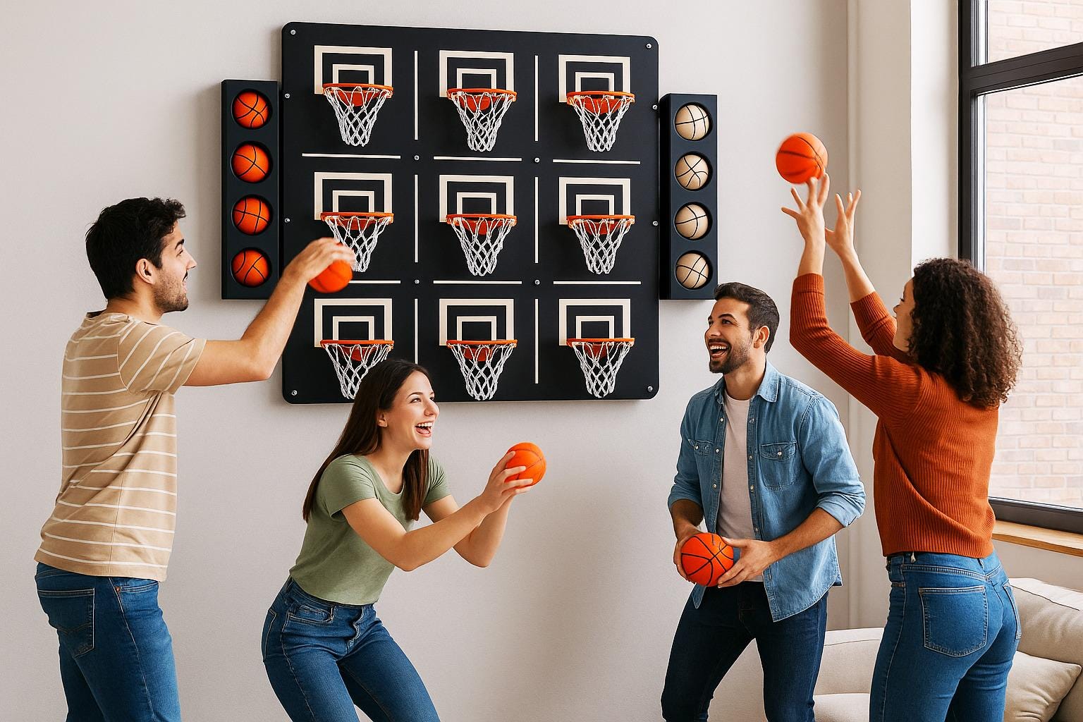 Giant Basketball Tic Tac Toe Wall Game: Unique Gameroom Decor - Etsy