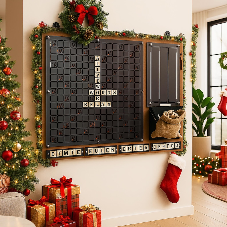 Unique Magnetic Word Tile Set Wall Art – Rustic Wooden Scrabble Game ...