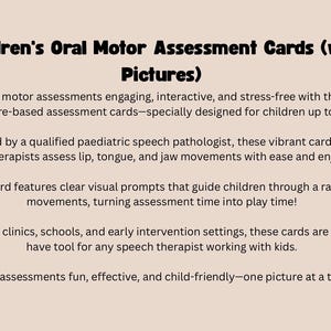 Oral Motor Assessment Cards: Speech Pathology Tools for Children - Etsy