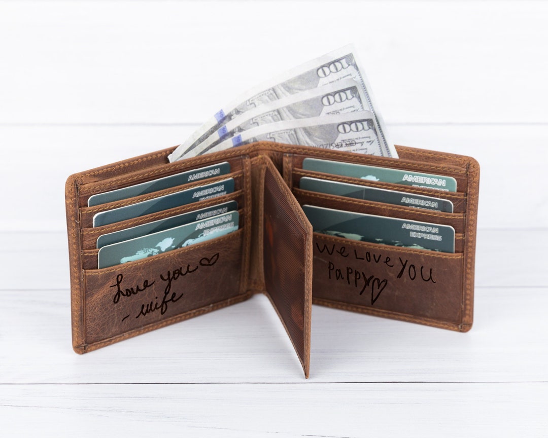 Fathers Day Gift, RFID PROTECTED Men's Wallet, Personalized Engraved ...