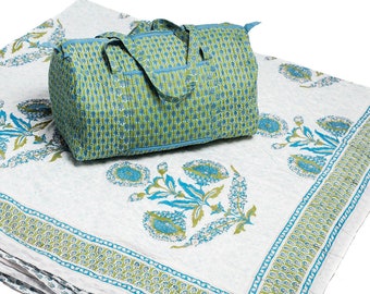 Cotton Quilt and Weekender Bag Set Rosy - Etsy