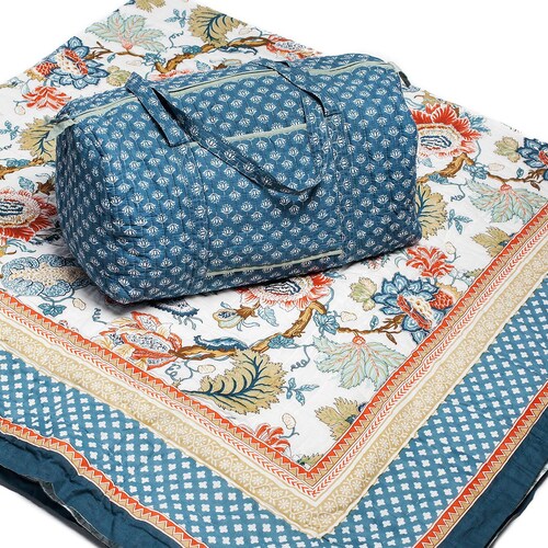 Cotton Quilt and Weekender Bag Set Rosy - Etsy