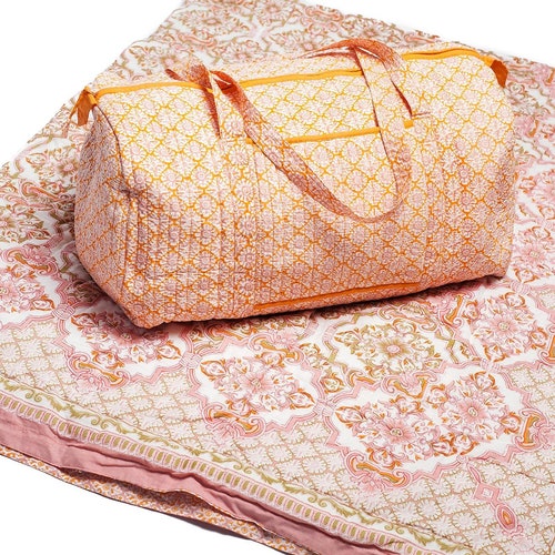 Cotton Quilt and Weekender Bag Set Rosy - Etsy