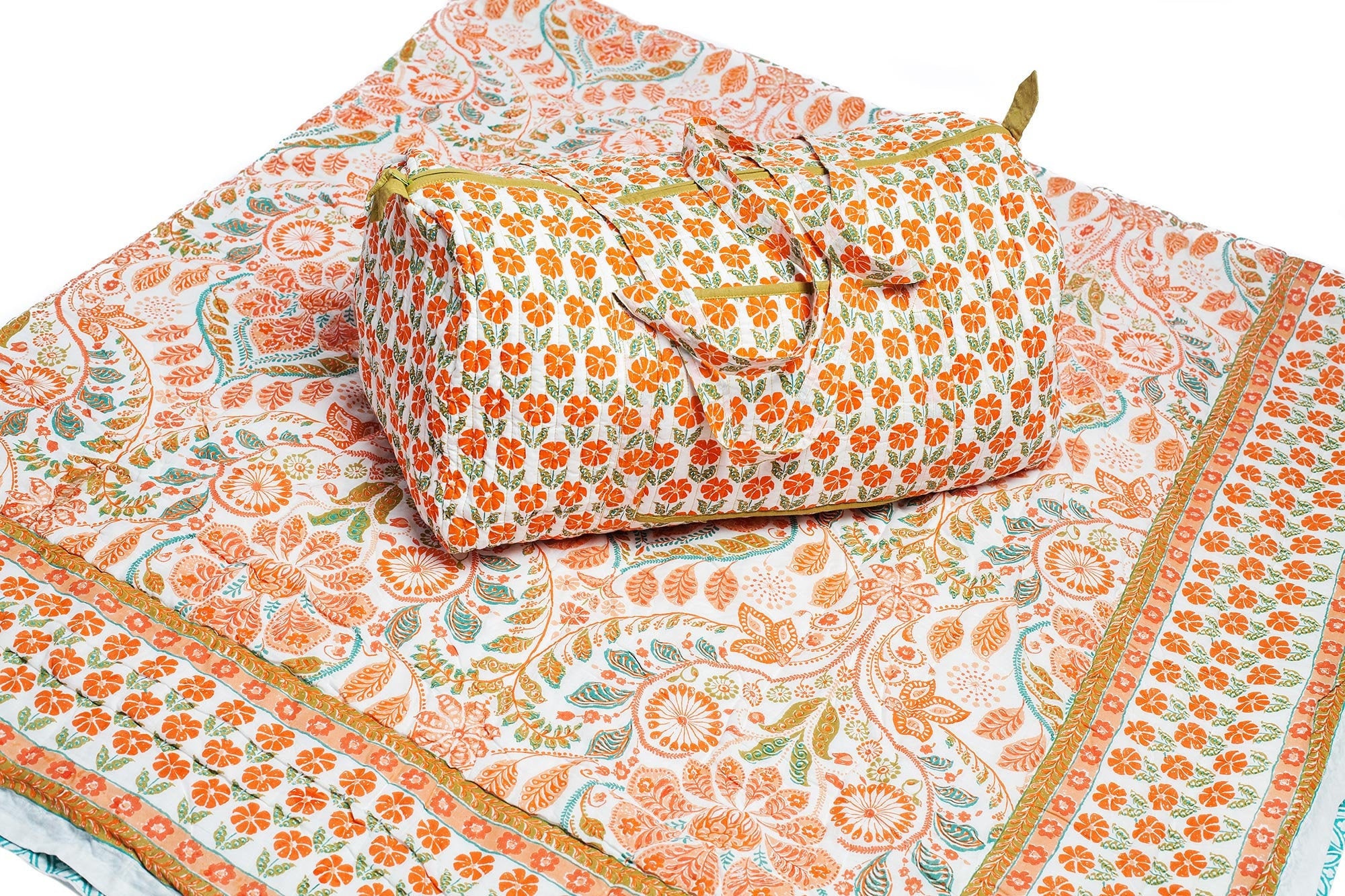Cotton Quilt and Weekender Bag Set - Rosy - Etsy