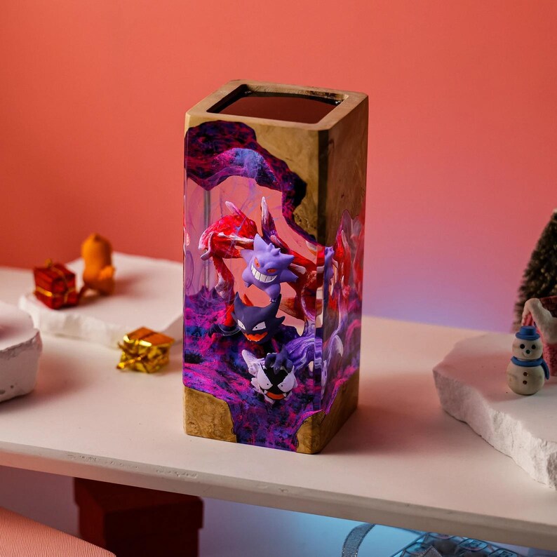 Gengar Ghost Pokémon Resin Lamp, Handmade LED Light Sculpture, Haunter ...