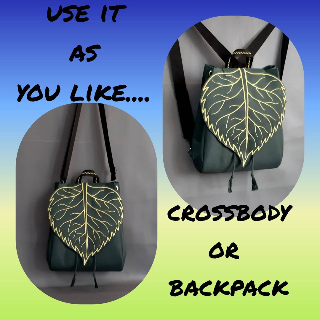 Giant Embroidered Leaf Backpack Convertible Into a Shoulder Bag - Etsy