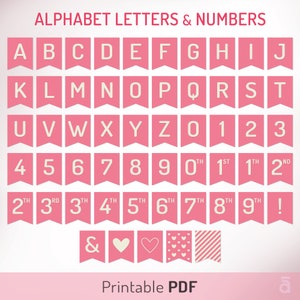 Cute Baby Shower Banner Printable Alphabet Letters Pink DIY Birthday ...