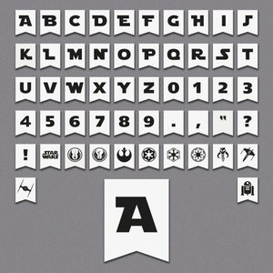 Printable STAR WARS BANNER Alphabet Flags for Star Wars Days Birthdays ...