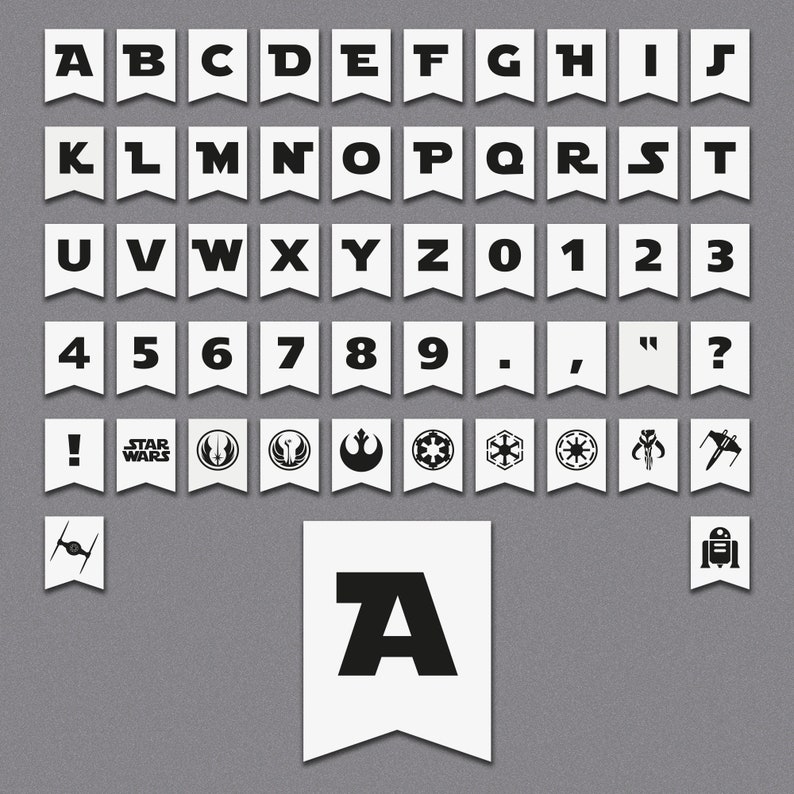 Printable STAR WARS BANNER Alphabet Flags for Star Wars Days Birthdays ...