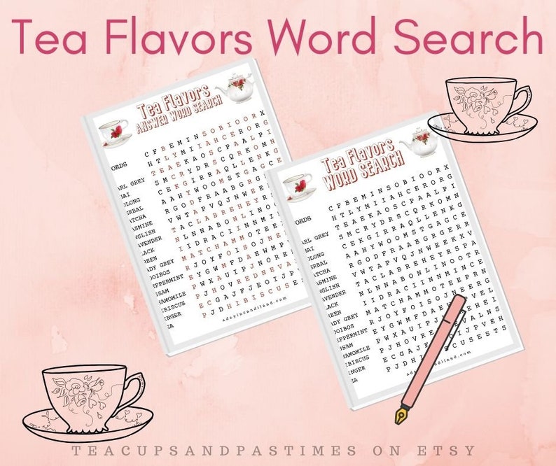Tea Party Printable Word Search, Tea Party Game, Tea Party Activity ...