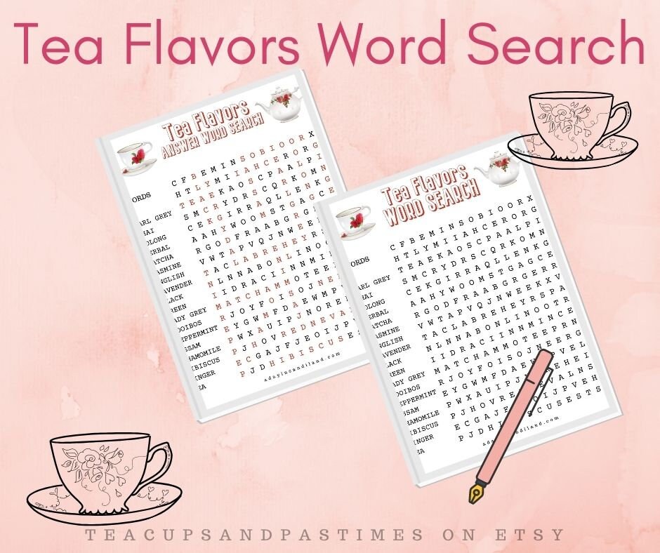 Tea Party Printable Word Search, Tea Party Game, Tea Party Activity ...