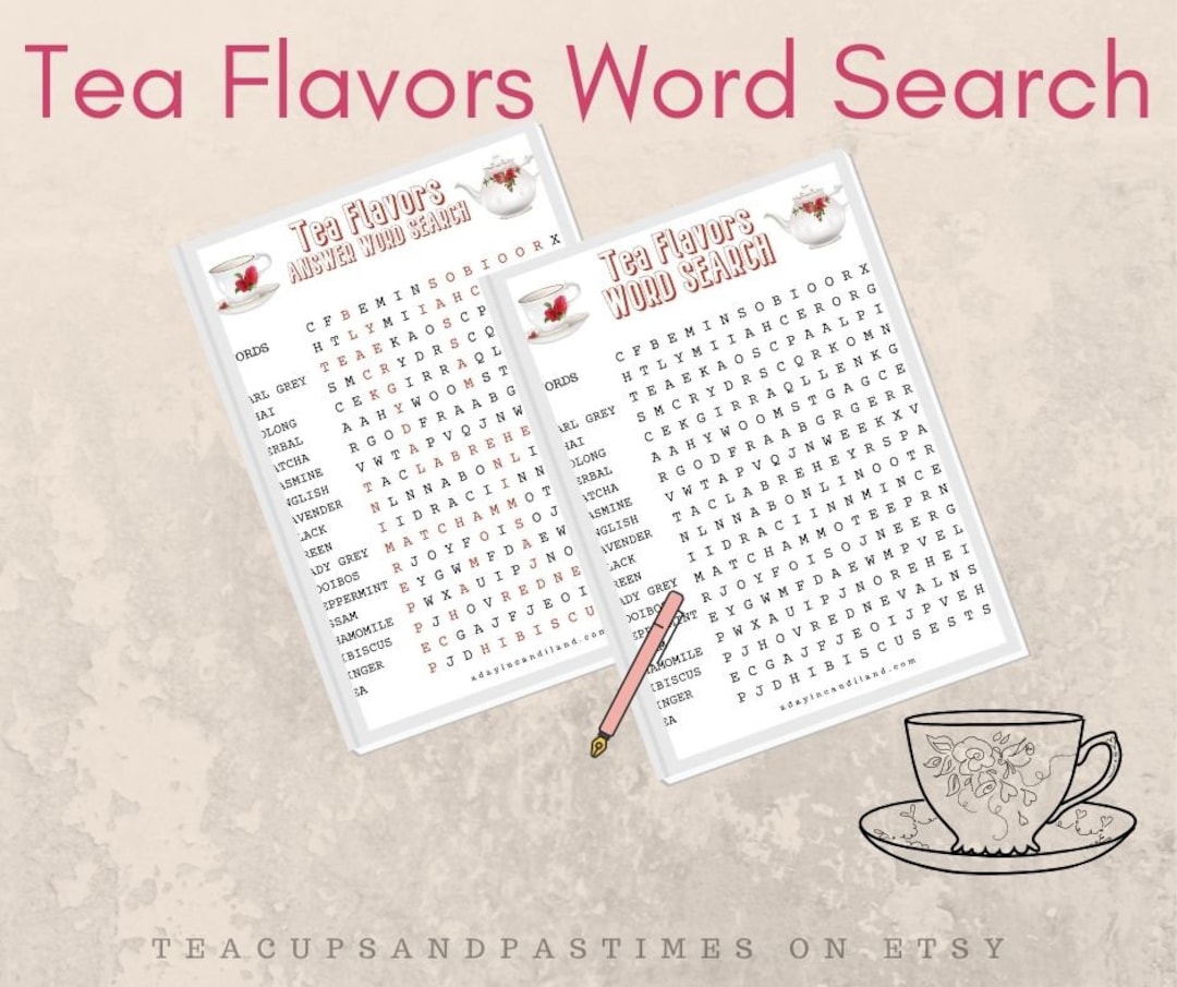 Tea Party Printable Word Search, Tea Party Game, Tea Party Activity ...