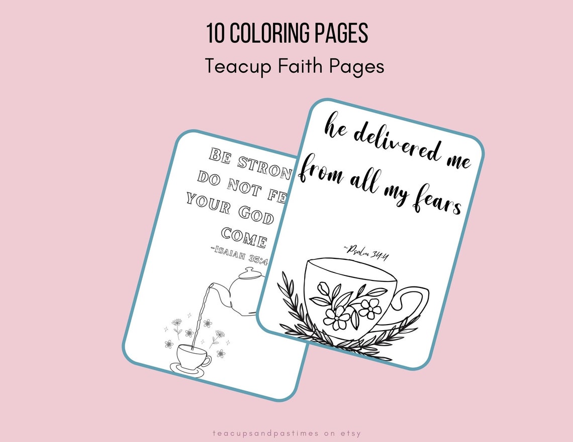 Teacup Printable Coloring Page, Tea Scripture Coloring Page, Scripture ...