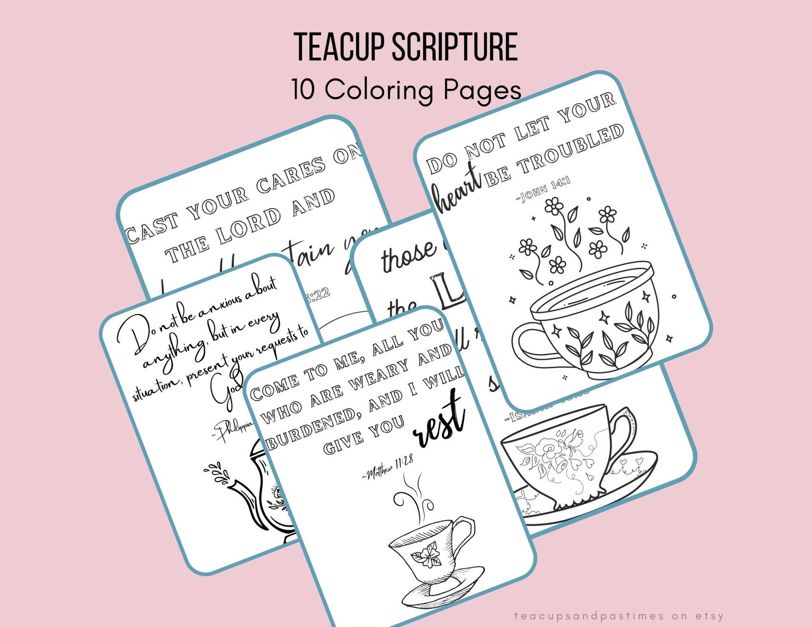 Teacup Printable Coloring Page, Tea Scripture Coloring Page, Scripture ...