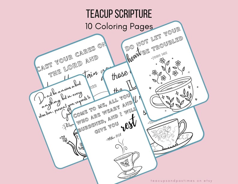 Teacup Printable Coloring Page, Tea Scripture Coloring Page, Scripture ...