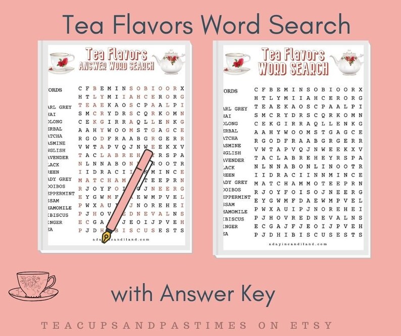 Tea Party Printable Word Search, Tea Party Game, Tea Party Activity ...