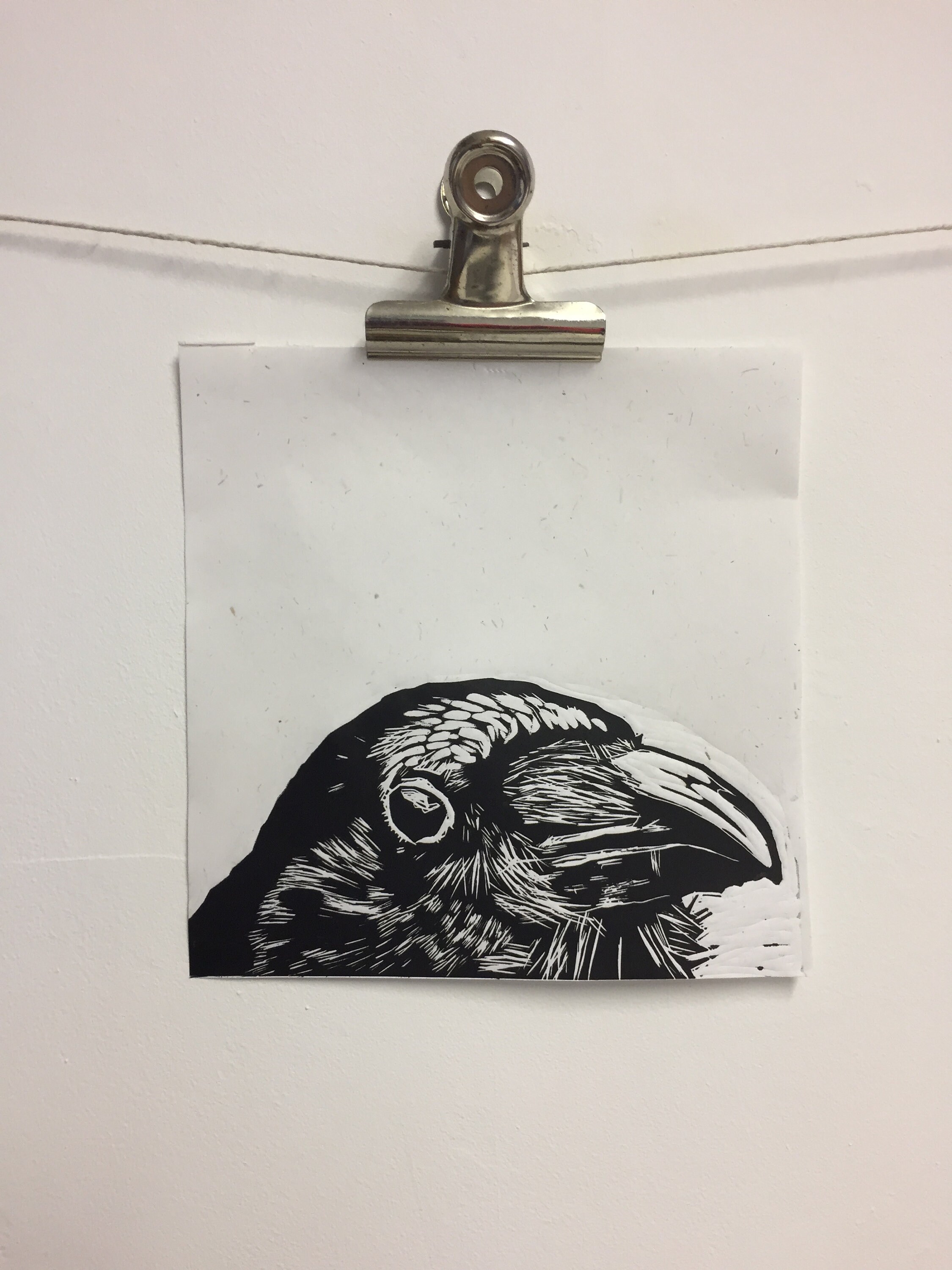 Raven Linocut Printed on Handmade Paper From Nepal - Etsy